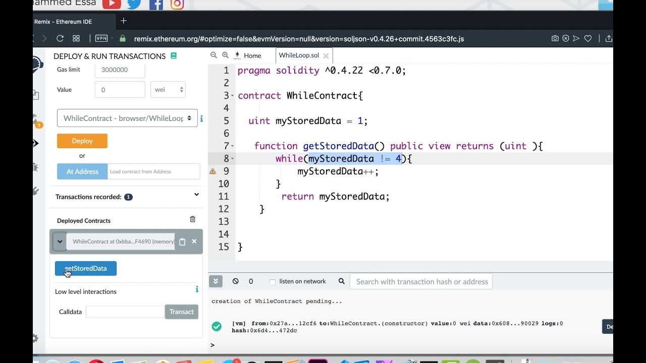13 Ethereum Solidity Loops While Loop - YouTube