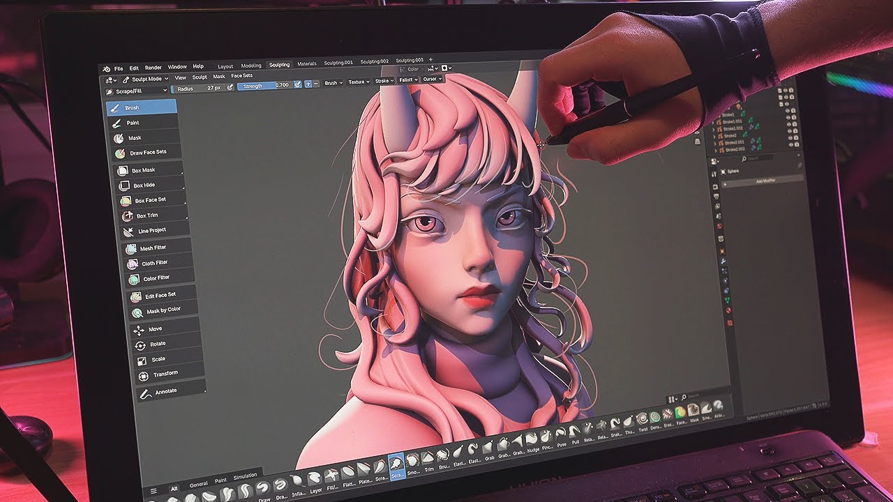 Sculpt with me - Modeling Demon Girl in Blender - YouTube