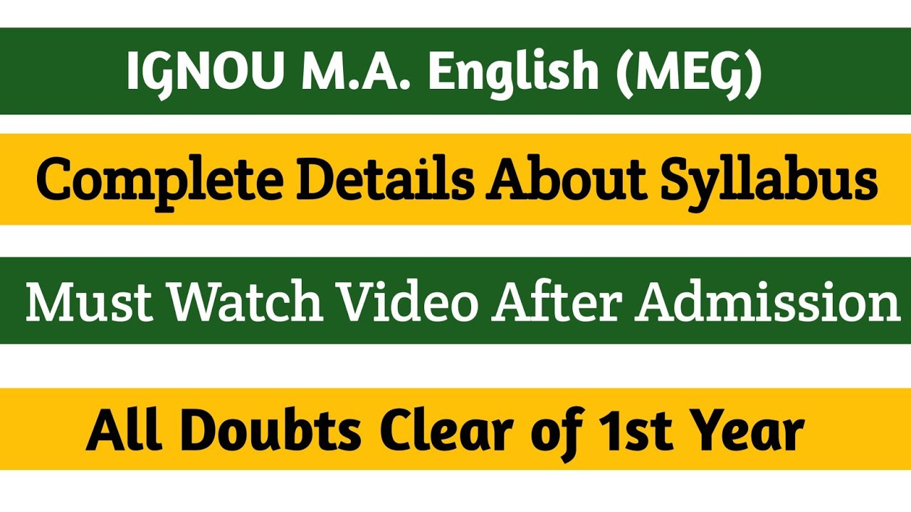 IGNOU M.A. English (MEG) Syllabus || July 2024 & January 2025 Session ...