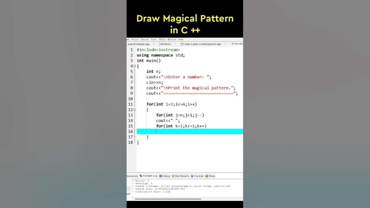Draw magical pattern in C ++ by coding/programming#shorts #youtubeshorts #coding - YouTube