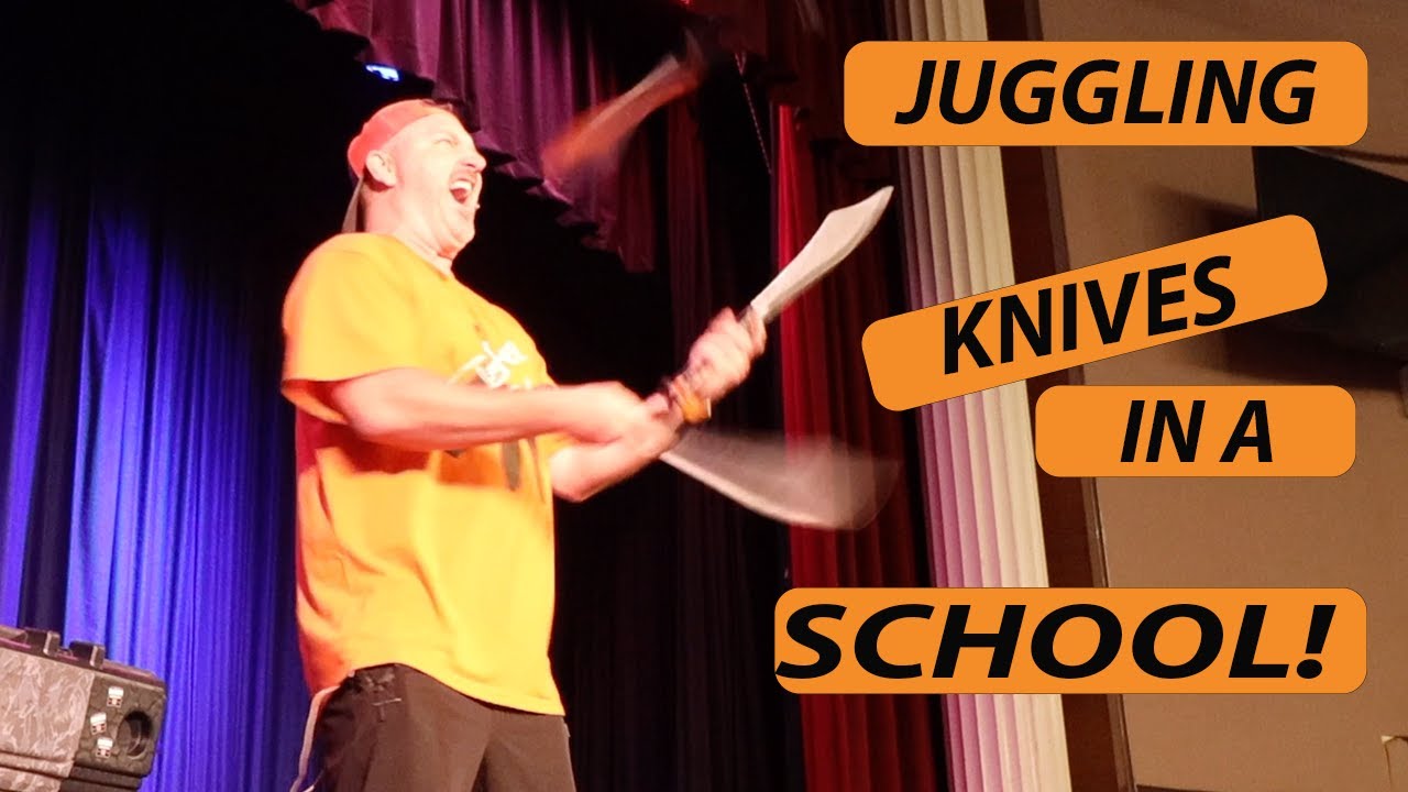 Juggling KNIVES in a School!!!!??!! //TOUR VIDEO #1 - YouTube
