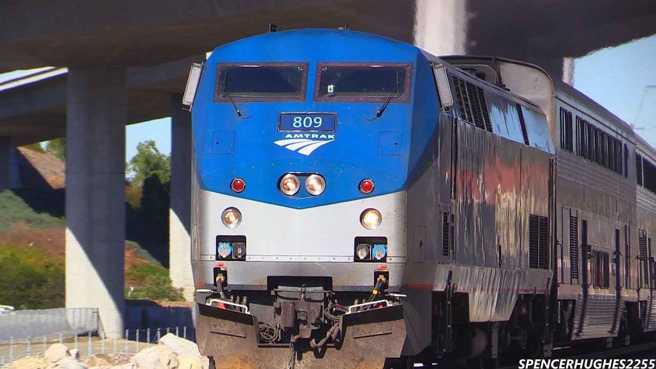Amtrak P40DC #809 on the Surfline & More !!! - YouTube