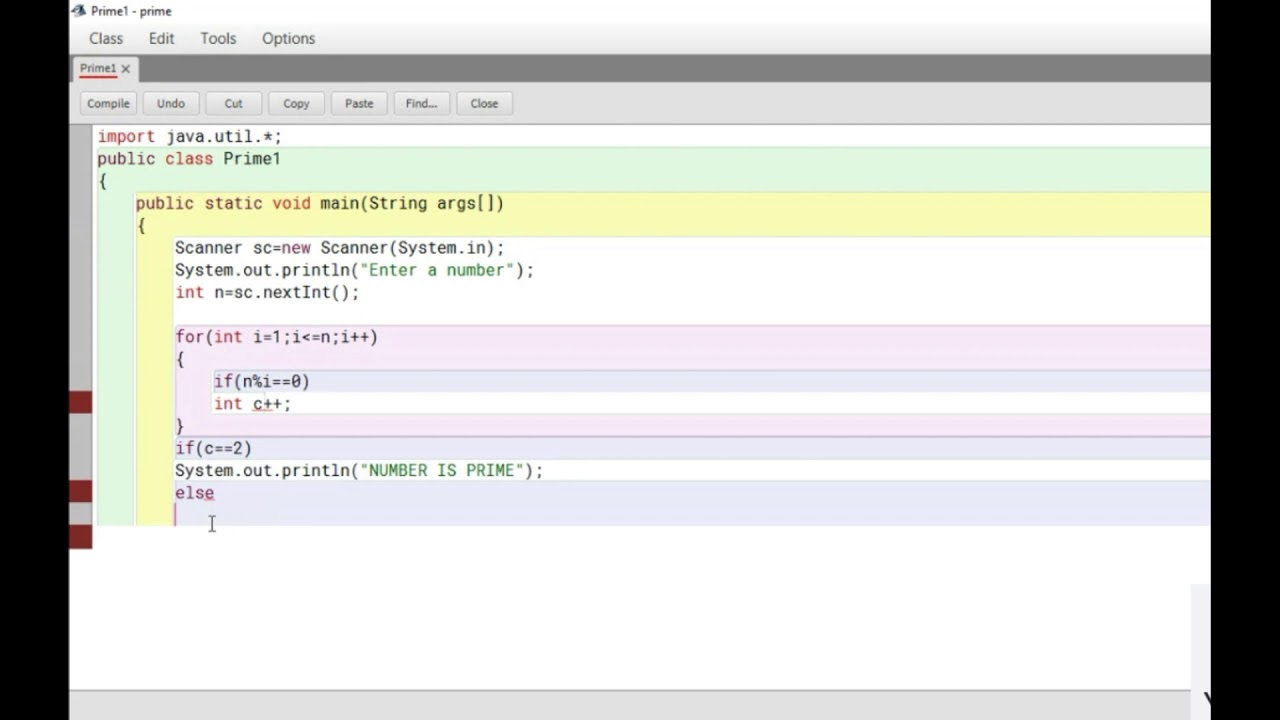 Prime Number Java Code - YouTube