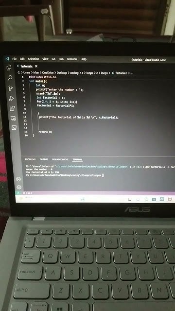 program to print factorial of a number in c language - YouTube