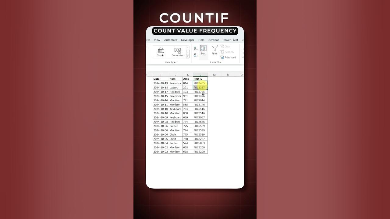 How To Count Duplicate Values In Excel Using Countif Function Youtube