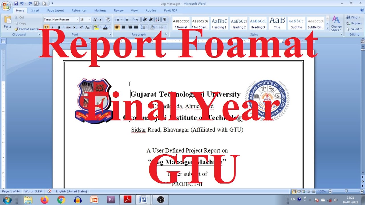 Final Year Report Format GTU Detailed Formatting YouTube Final Year Report Format GTU Detailed Formatting YouTube