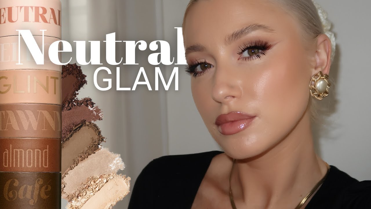 soft neutral glam makeup - YouTube