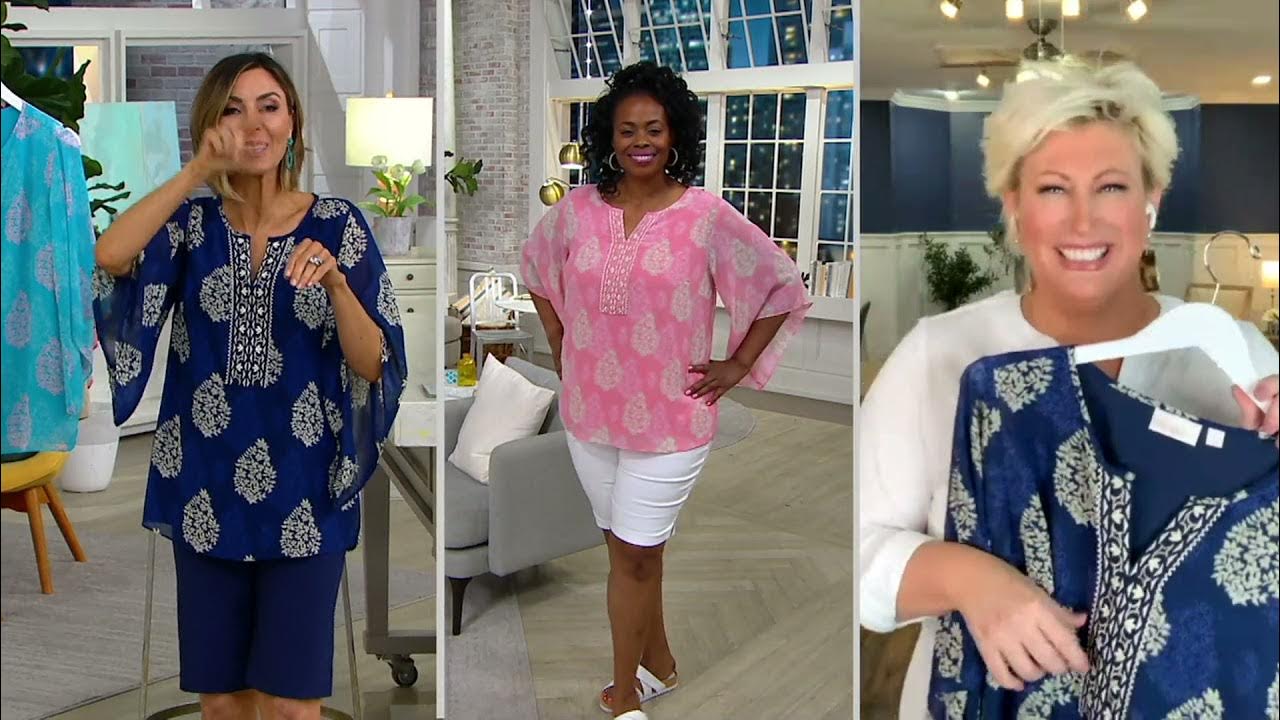 Belle by Kim Gravel Floral Medallion Printed Blouse on QVC - YouTube