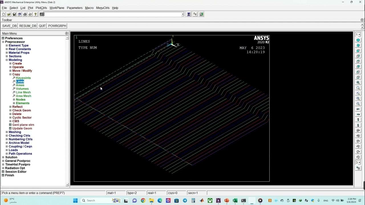 Modeling reinforcement concrete slab by Ansys Mechanical APDL - YouTube
