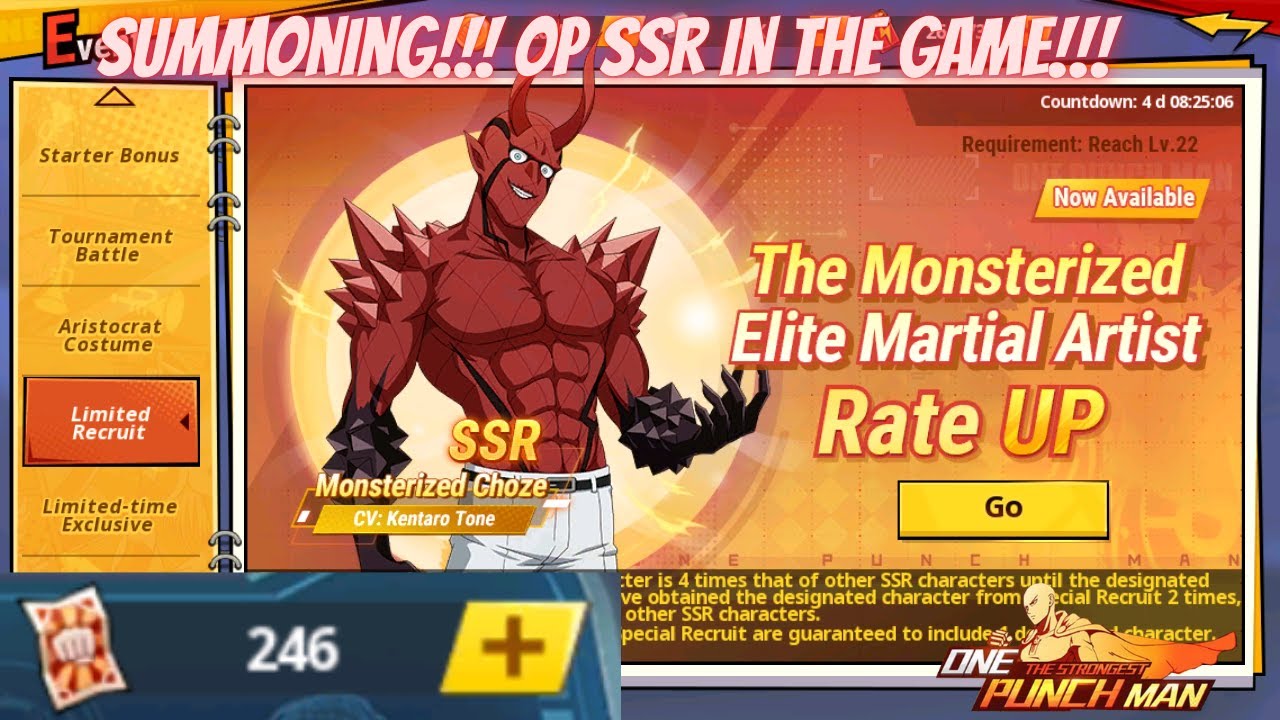 SUMMONING FOR MONSTERIZED CHOZE!!! One Punch Man: The Strongest - YouTube