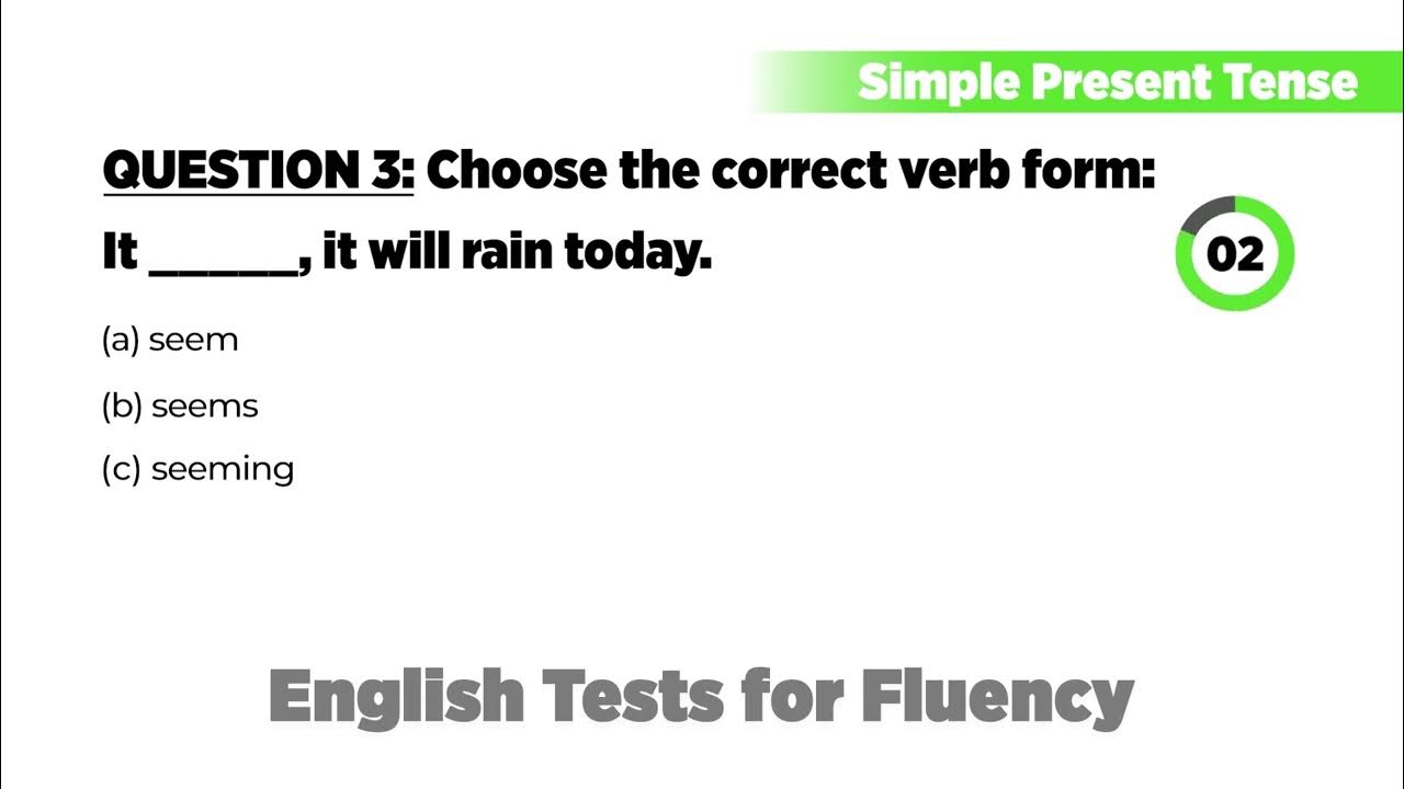 Present Simple Tense | A2 English Level Test #55 ...
