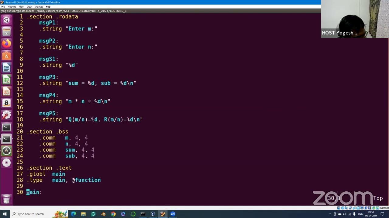 Assembly Programming Lecture 3/4 : Unix 2024 - YouTube