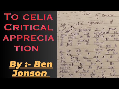 Critical Application to celia by Ben Johnson// English Literature ...