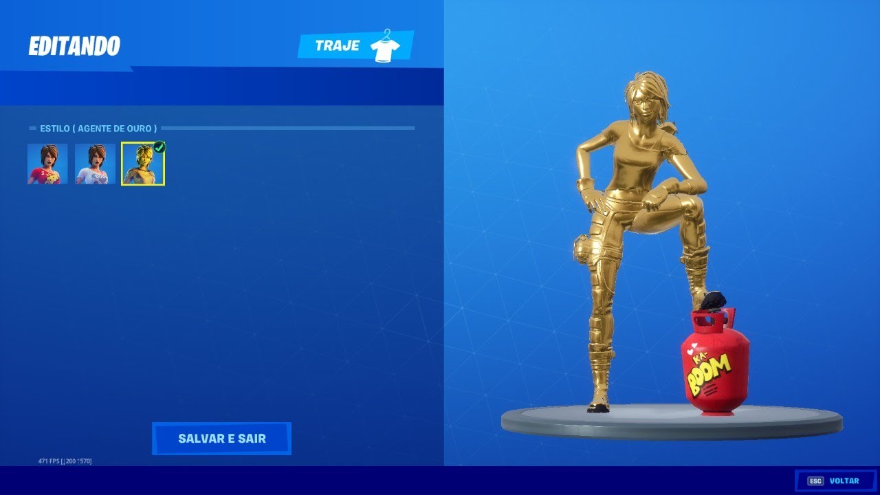 *LEVEL 260* TNT TINA FULL GOLD! ESTILO "AGENTE DE OURO" (Fortnite ...