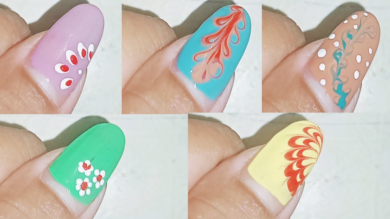 Top 5 Simple Nail Art Designs || Nail Paint Design || Nail Polish ...
