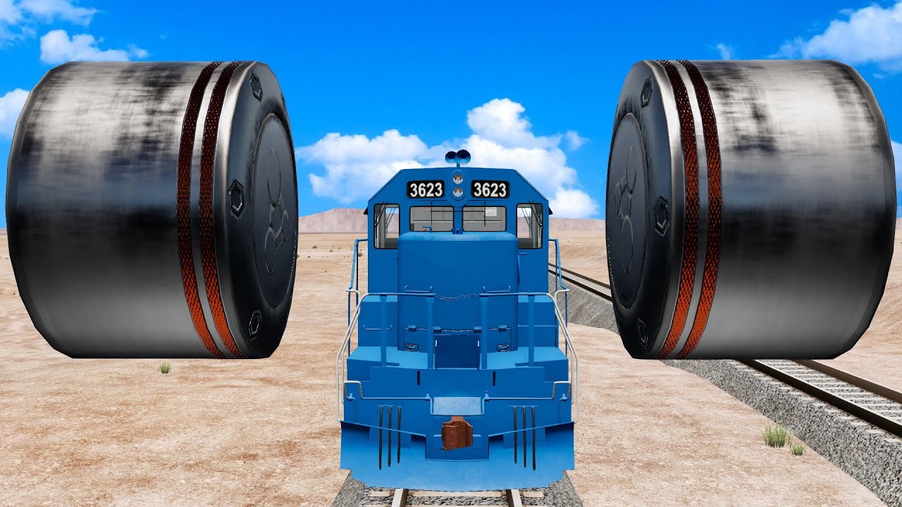 TRAIN VS GIANT BOLLARD | EPIC CRASH - BeamNG.Drive - YouTube