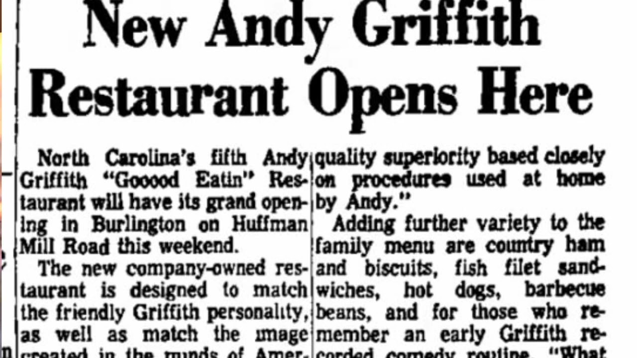 Andy Griffith Had His Own Restaurants And Line Of Foods...They Were ...