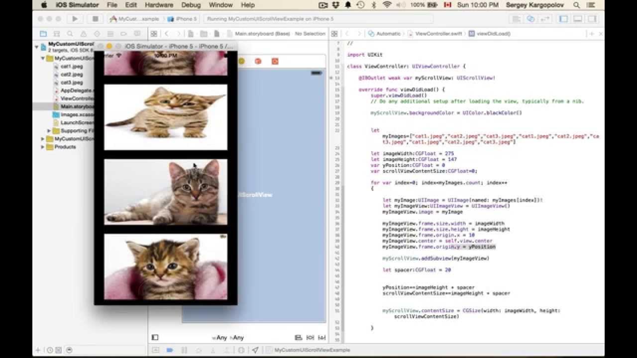 Add UIImageView as SubView to UIScrollView Programmatically. Example in Swift. - YouTube