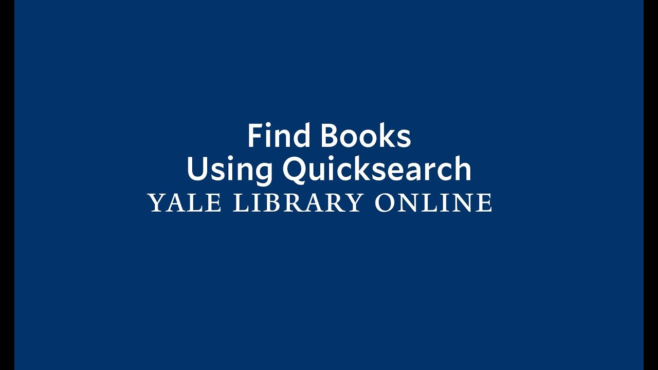 Find Books Using Quicksearch - YouTube
