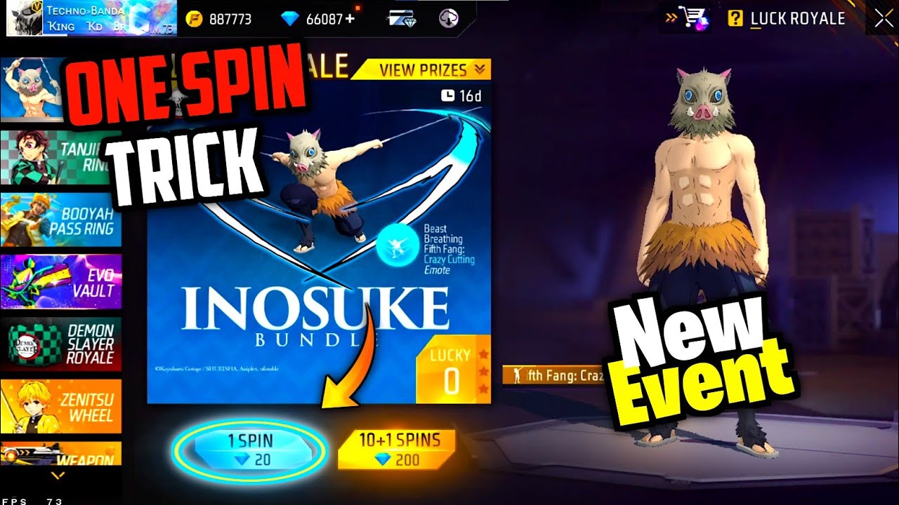FREE FIRE NEW INOSUKE ROYALE EVENT - FREE FIRE NEW EVENT !! TECHNO ...