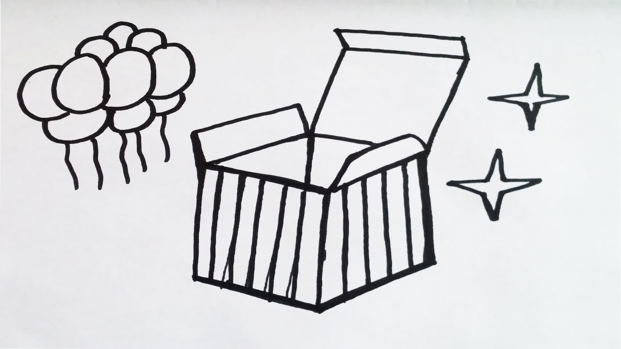 How to Draw 3D gift Box| Beautiful birthday box drawing step by step ...