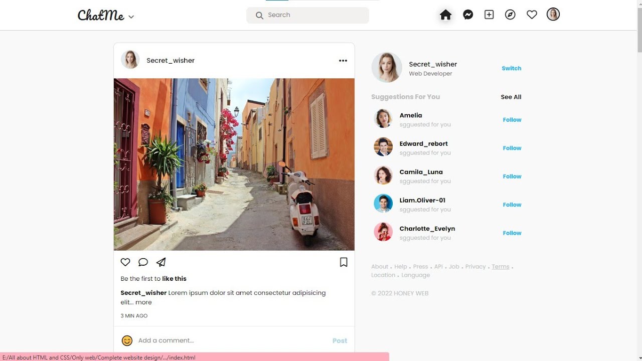 Complete Intagram Clone Using Html Css And Javascript Youtube