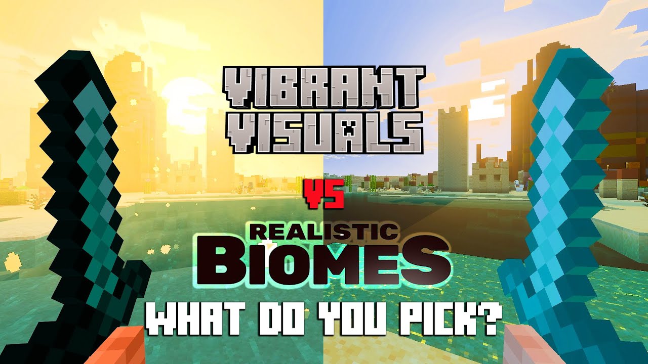 VIBRANT VISUALS vs Realistic Biomes in Minecraft Bedrock COMPARISON ...