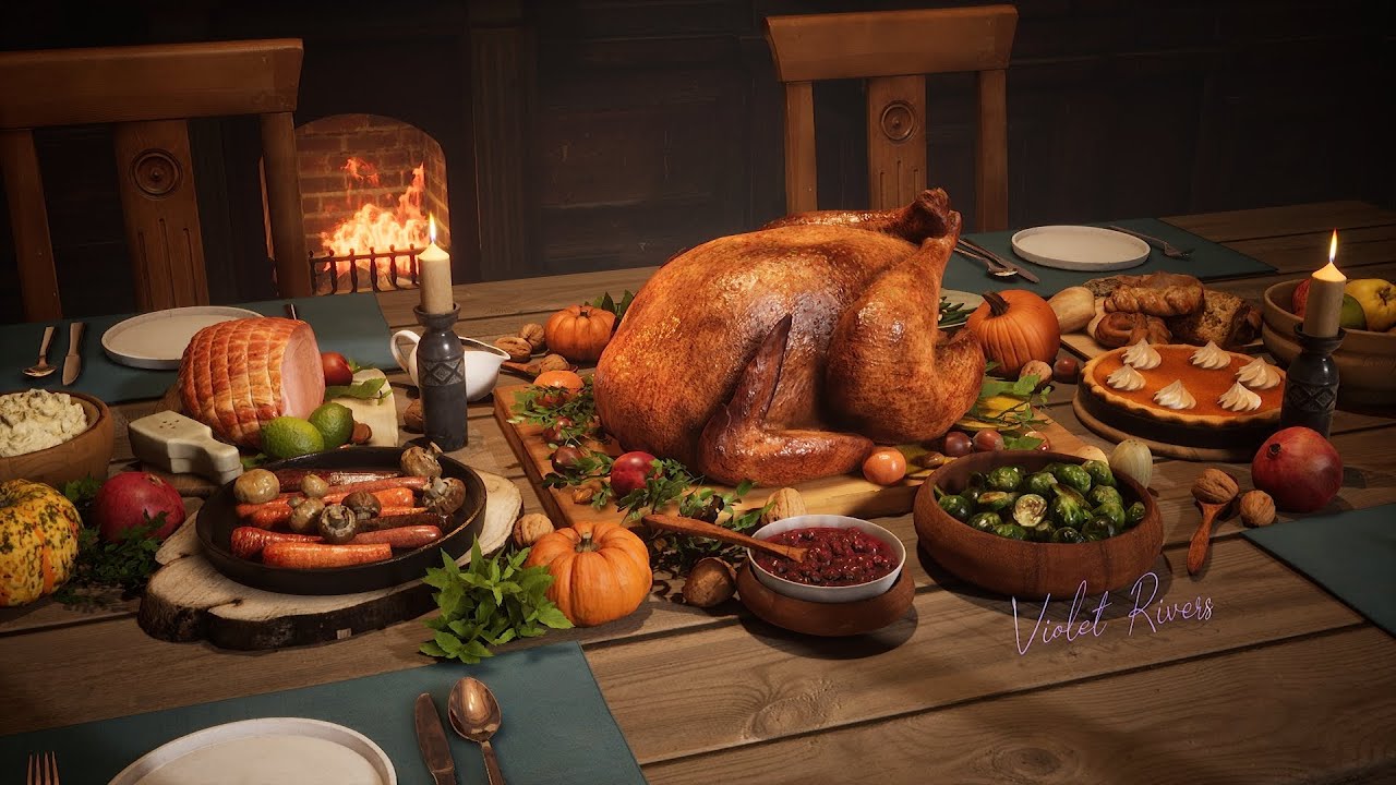 Thanksgiving Ambience with Fireplace🍗🍂 - YouTube