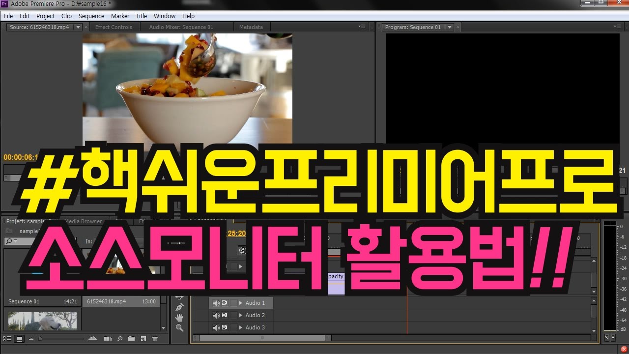 핵쉬운 프리미어프로강좌 소스모니터 활용방법 인터페이스 및 기능들 Youtube