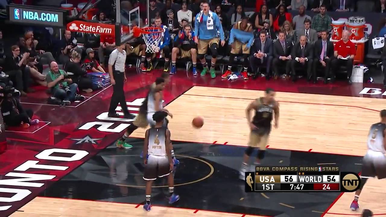 Dwight Powell Putback Dunk | USA vs World | Feb 12, 2016 | NBA Rising ...