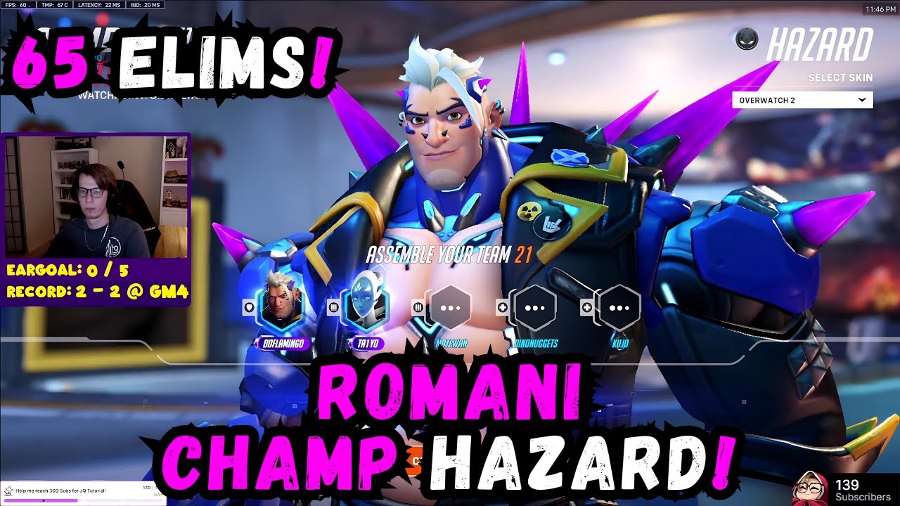 65 ELIMS! ROMANI - CHAMP HAZARD GAMEPLAY - TOP 500 OVERWATCH 2 SEASON ...