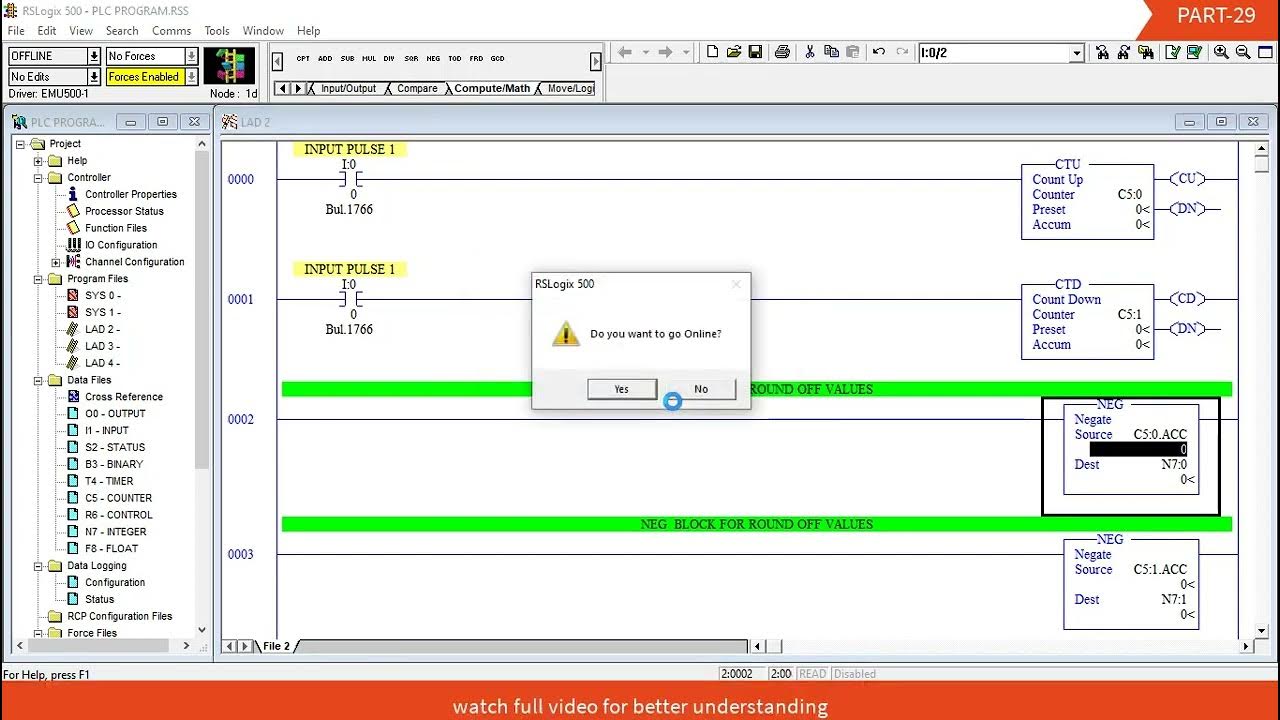 #PART29 NEGATE NEG COMPUTE MATH in RSLogix 500 Software #ALLENBRADLEY # ...