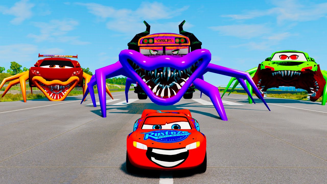 Epic Escape of Lightning McQueen from Giant Monster Cars! | Monstrous ...