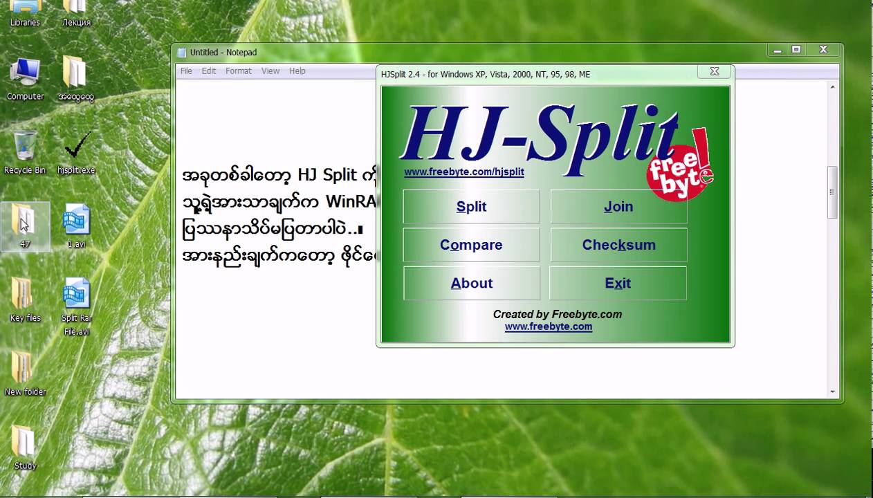 how to split and join files with hjsplit - YouTube