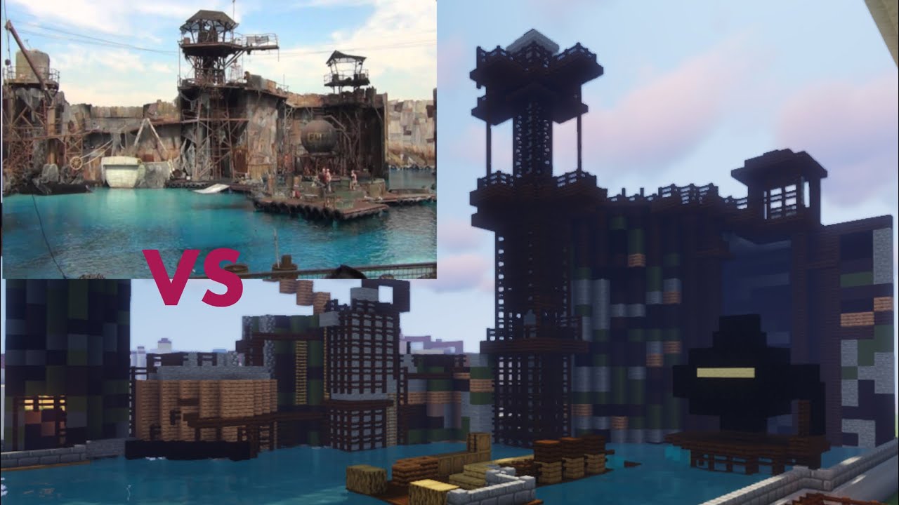 Universal Studios Hollywood Minecraft Real Photos vs Builds (Waterworld ...