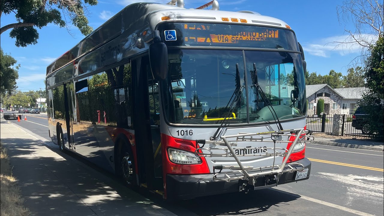 SamTrans #1016 (EPX) to San Bruno BART (FULL SHORT ROUTE) - YouTube