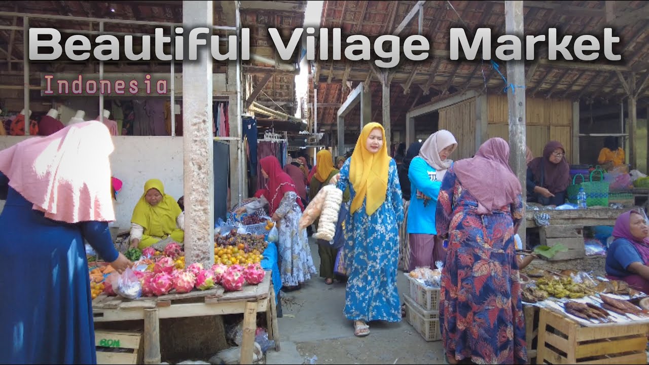 Walking around a village market in Indonesia | Indonesian village life ...