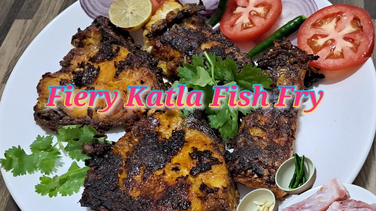 Fiery Katla Fish Fry // Katla Fish ka sukhi Masala Fry // Big size ...