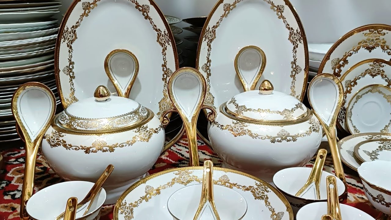 NEW HYDERABADI GOLDEN DINNER SET 110PC DELIVERY ALL OVER INDIA - YouTube