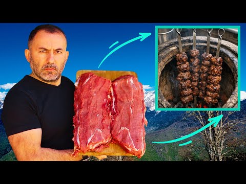 TANDIRDA FIRINDA PİŞMİŞ DANA ŞİŞ! 🥩🔥 GEORGY KAVKAZ tarafından açık havada pişirilmiş sulu et