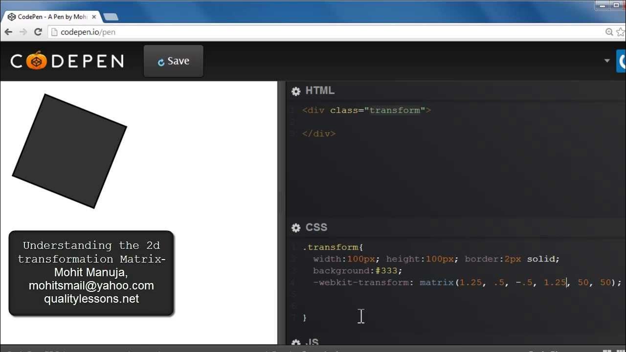 Css tutorial: Understanding the 2D transformation matrix - YouTube