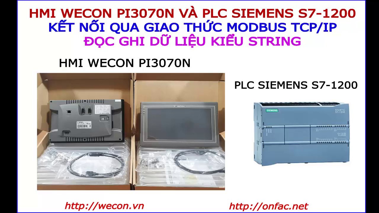 MÀN HÌNH HMI WECON PI3070N VÀ PLC SIEMENS S7 1200 - ĐỌC GHI DỮ LIỆU KIỂU CHUỖI KÝ TỰ - YouTube
