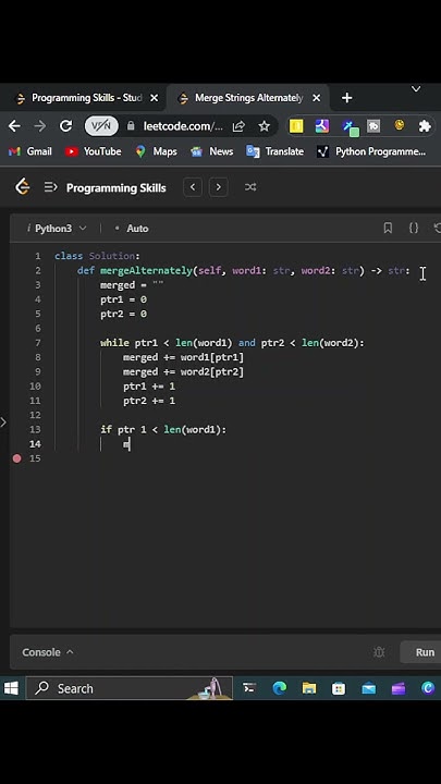LeetCode: Merge String Alternatively #shorts #coding #python - YouTube