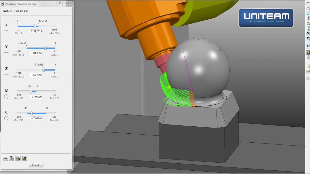 HSD 5 Axis Head working on a "Uniteam" CNC Machine - YouTube