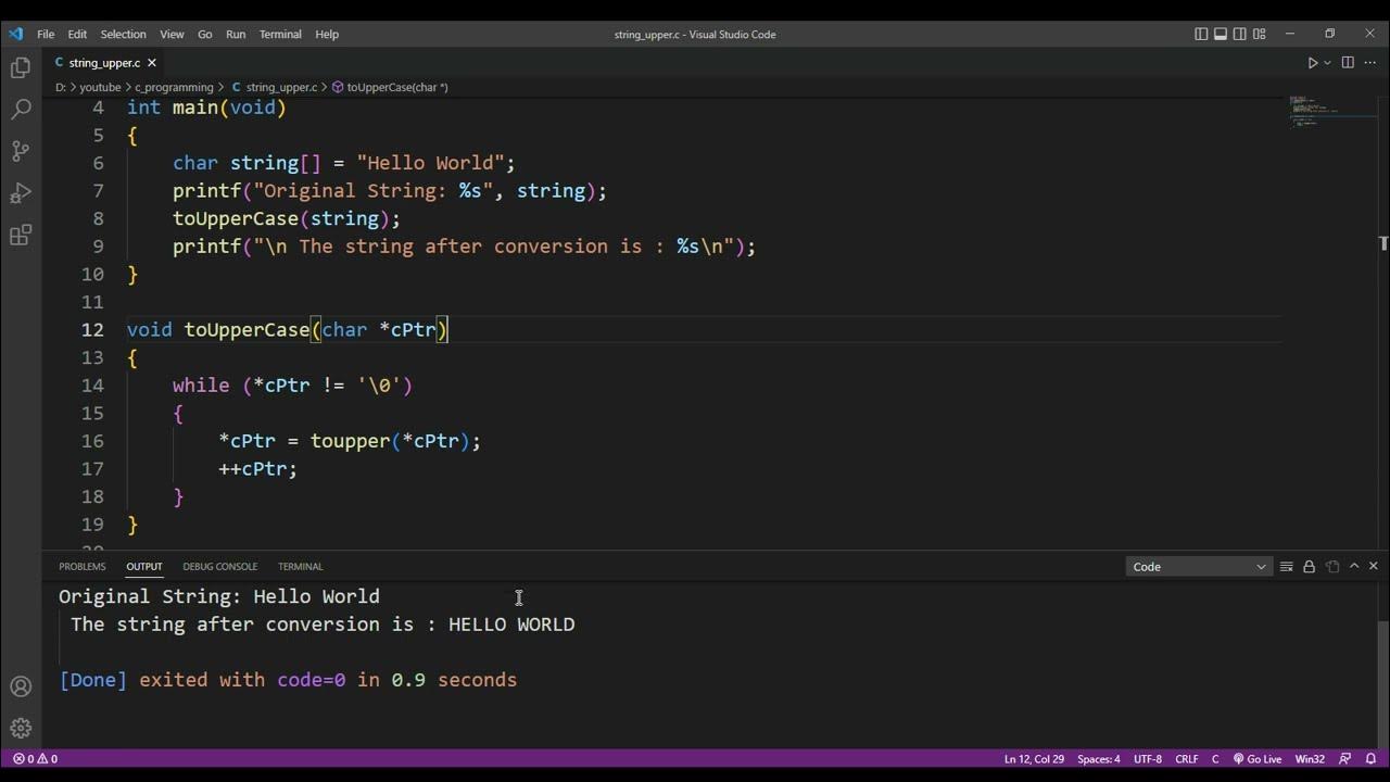 How to convert a String to Uppercase Using a Pointer in C - YouTube