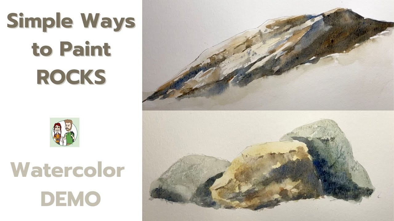How to Paint Rocks in Watercolor by Always Wandering Art - YouTube