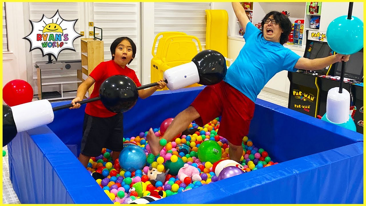 Kid vs Adult Inflatable Challenge! 1 hr kids video Who will win?? - YouTube