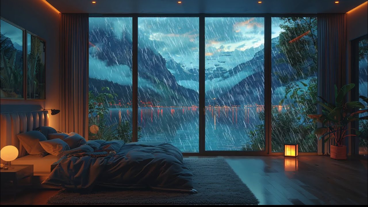 “Cozy Rainy Night with Mountain View | Relaxing Rain Sounds for Sleep ...