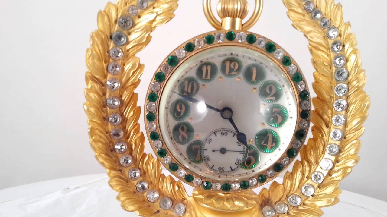 French Antique Ormolu Glass Ball Clock on Stand - YouTube