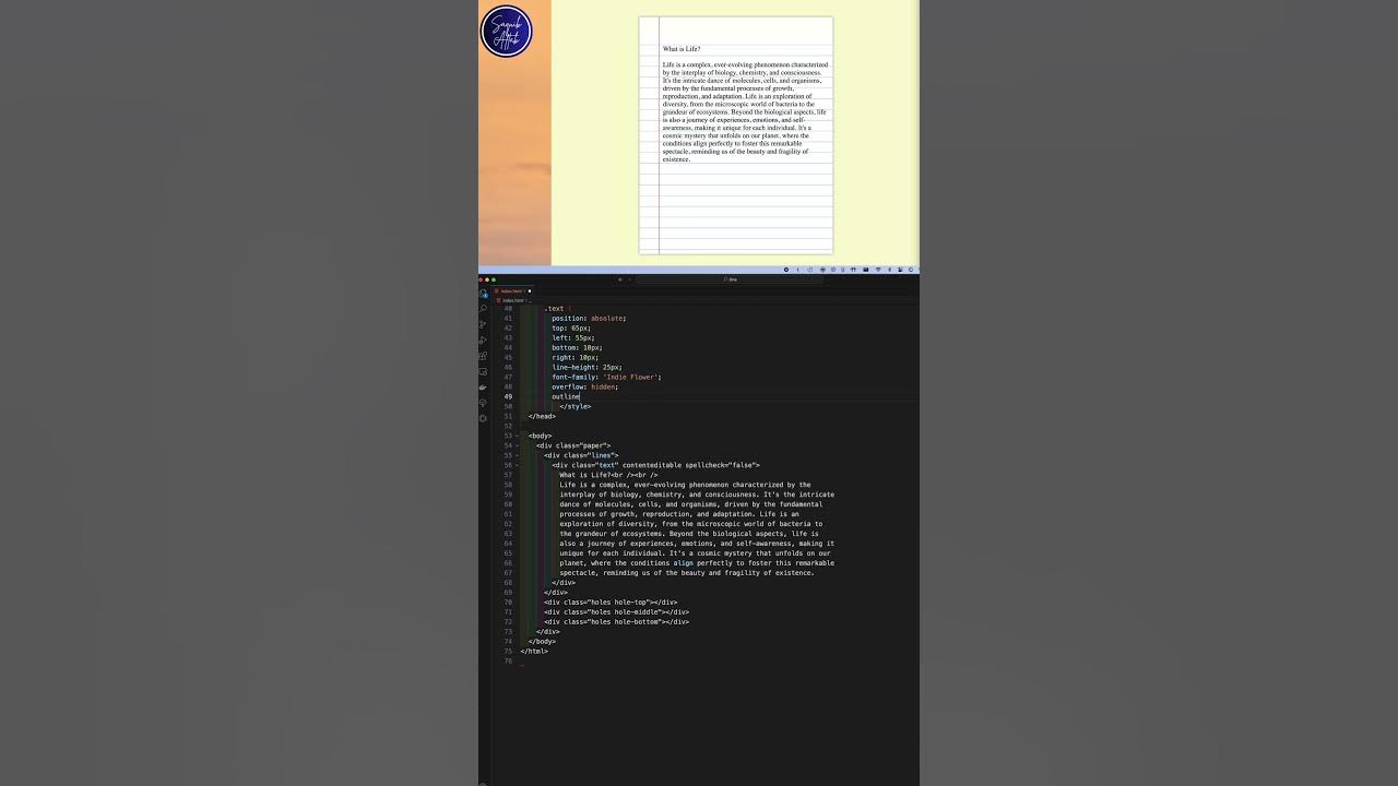 Create The Notebook Page Effect Html Css Codingshorts Ytshorts Cssanimation Youtube 